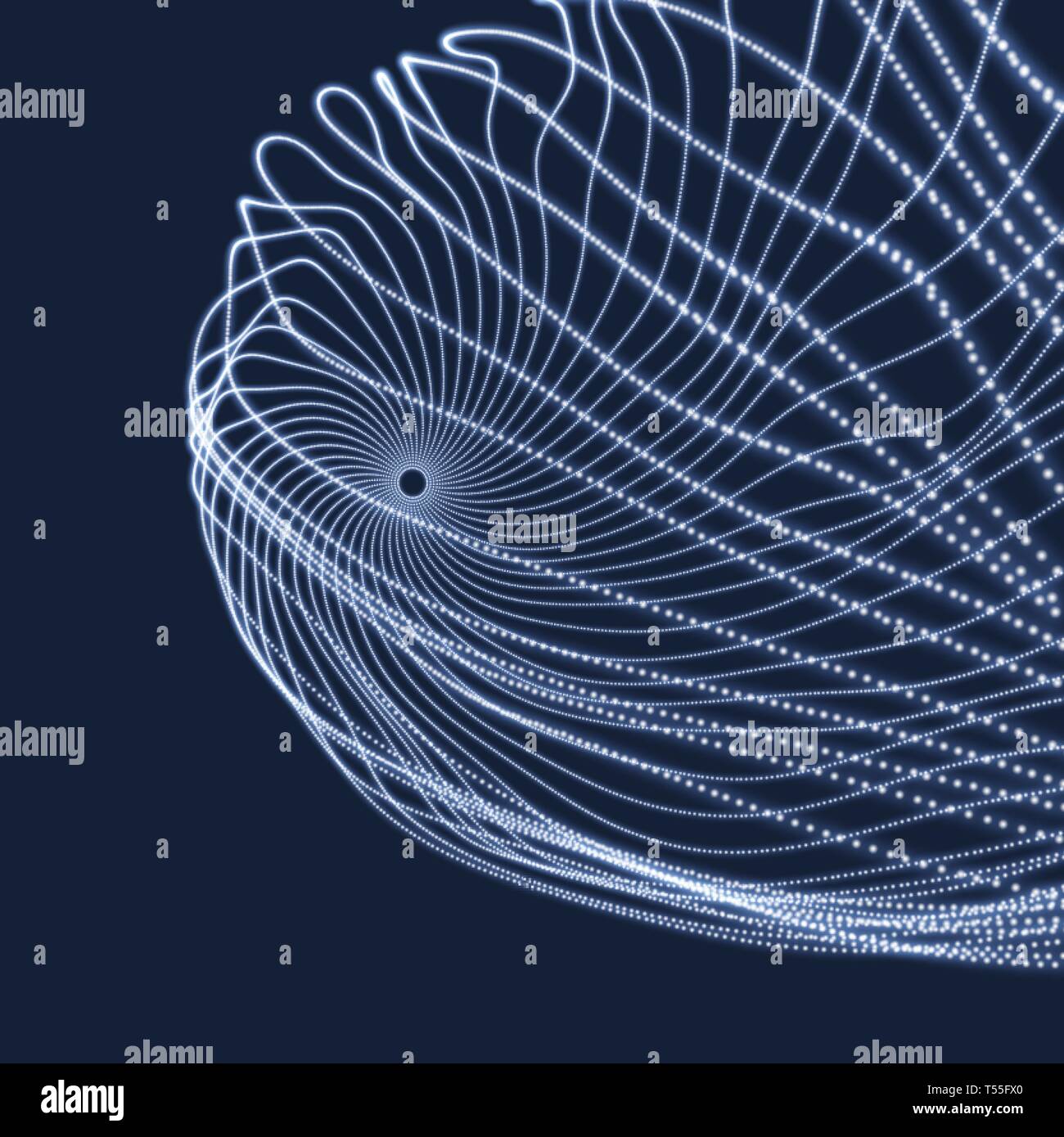 Array with Dynamic Particles. 3D Technology Style. Abstract Background ...