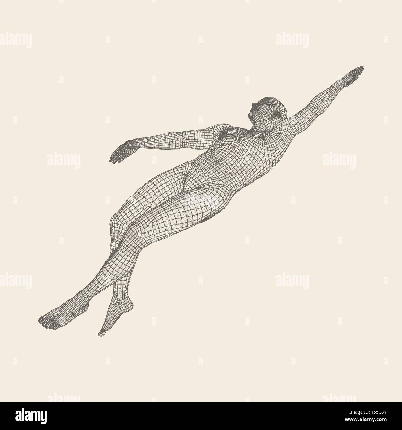 3D Swimming Man. Vector Image of a Swimmer. Human Body. Sport Symbol ...