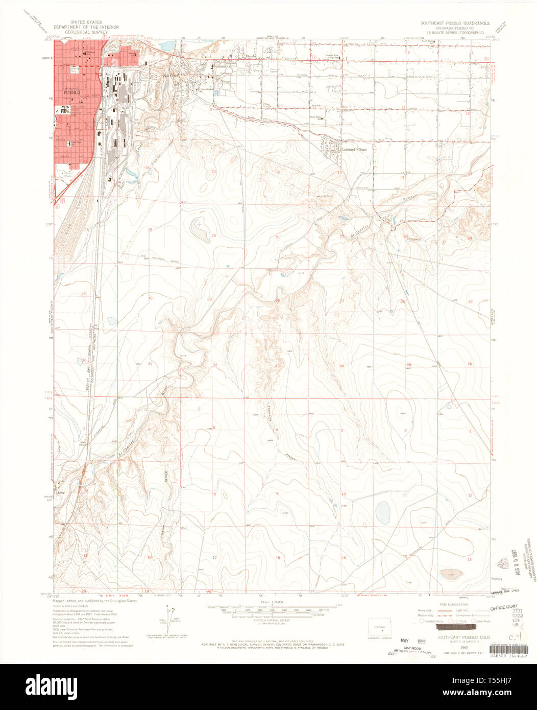 USGS TOPO Map Colorado CO Southeast Pueblo 402215 1960 24000 ...