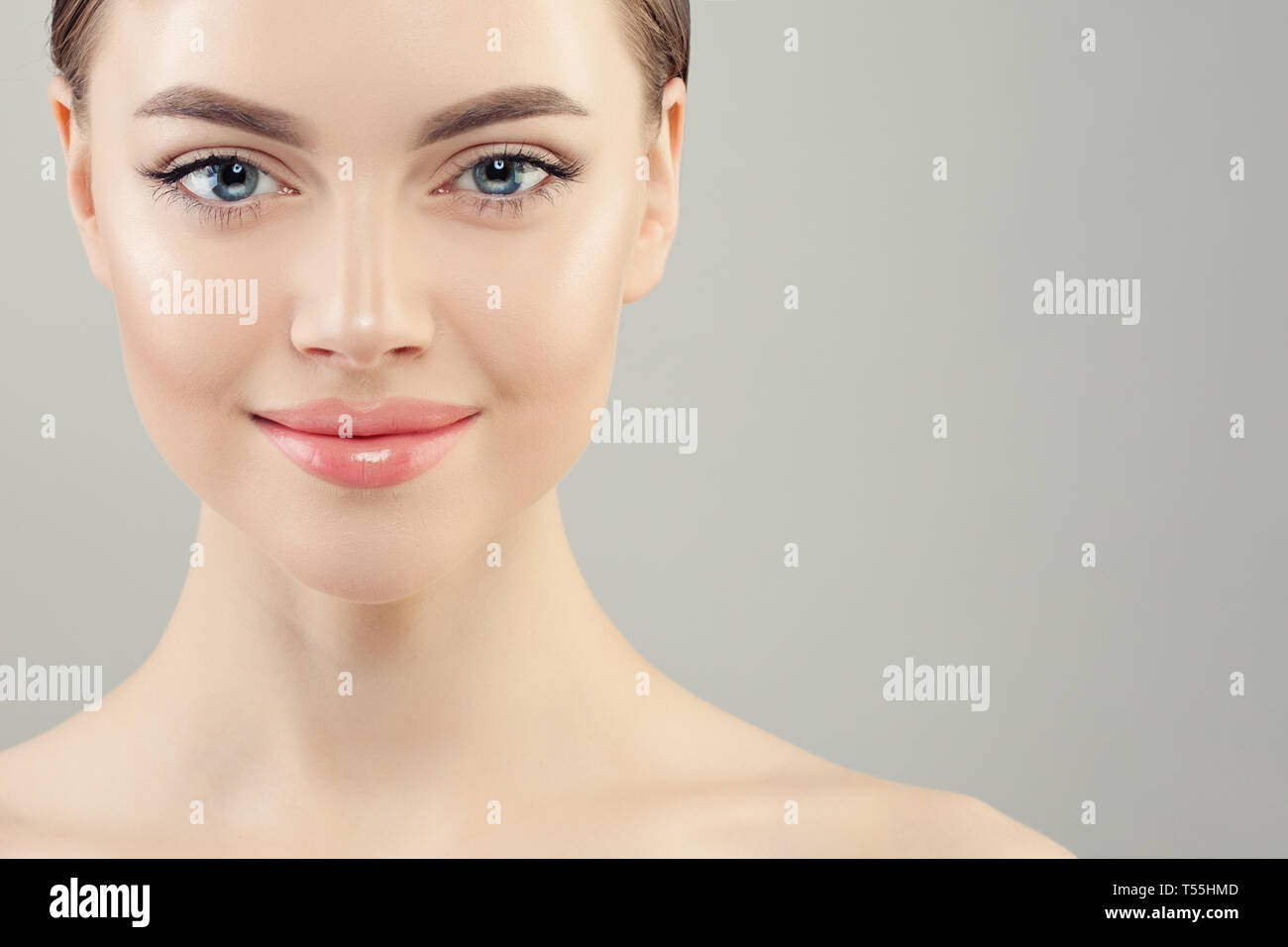 Closeup portrait of beautiful woman with clear skin Stock Photo - Alamy