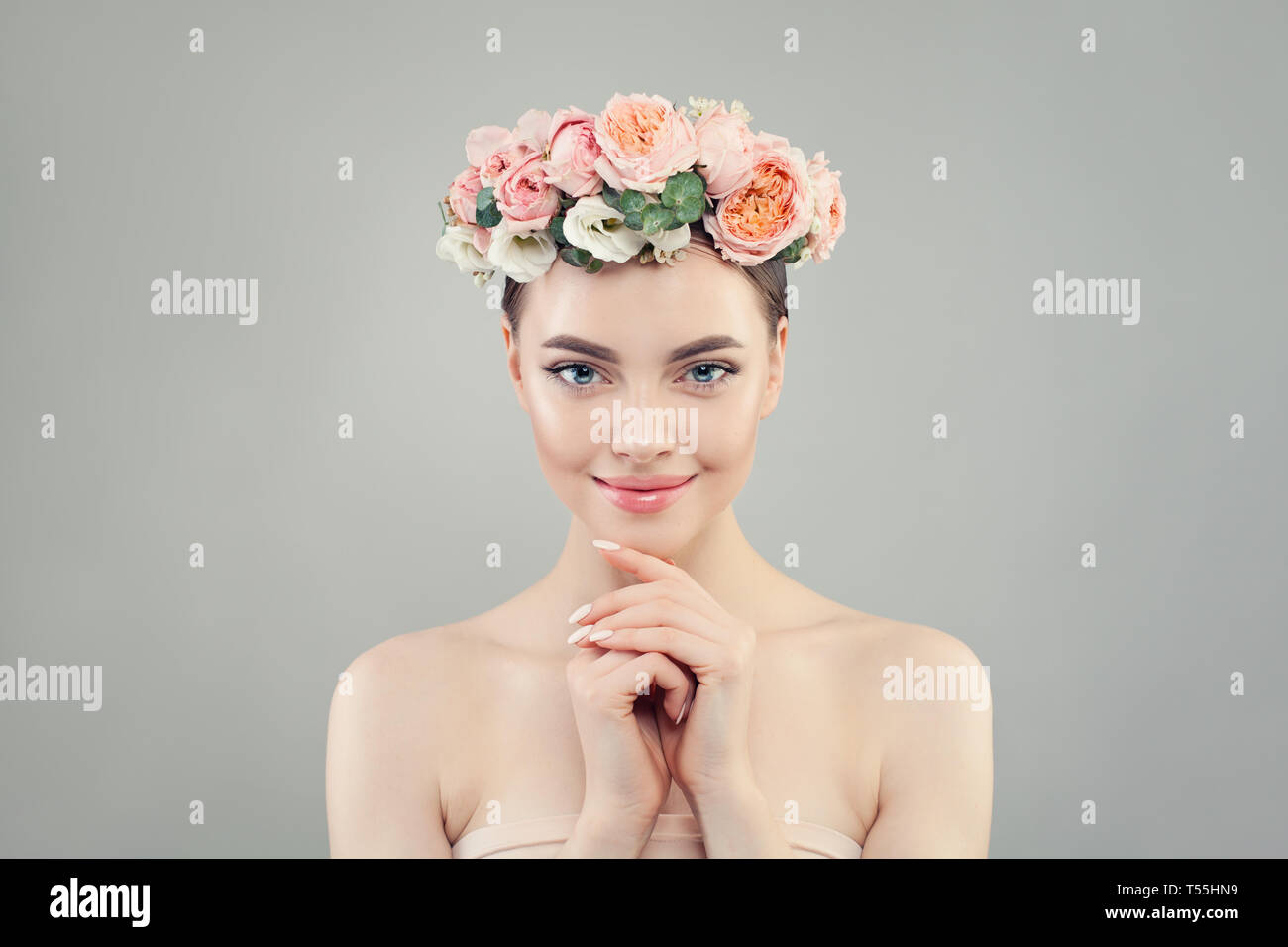 Young beautiful model woman with healthy skin portrait. Natural beauty ...