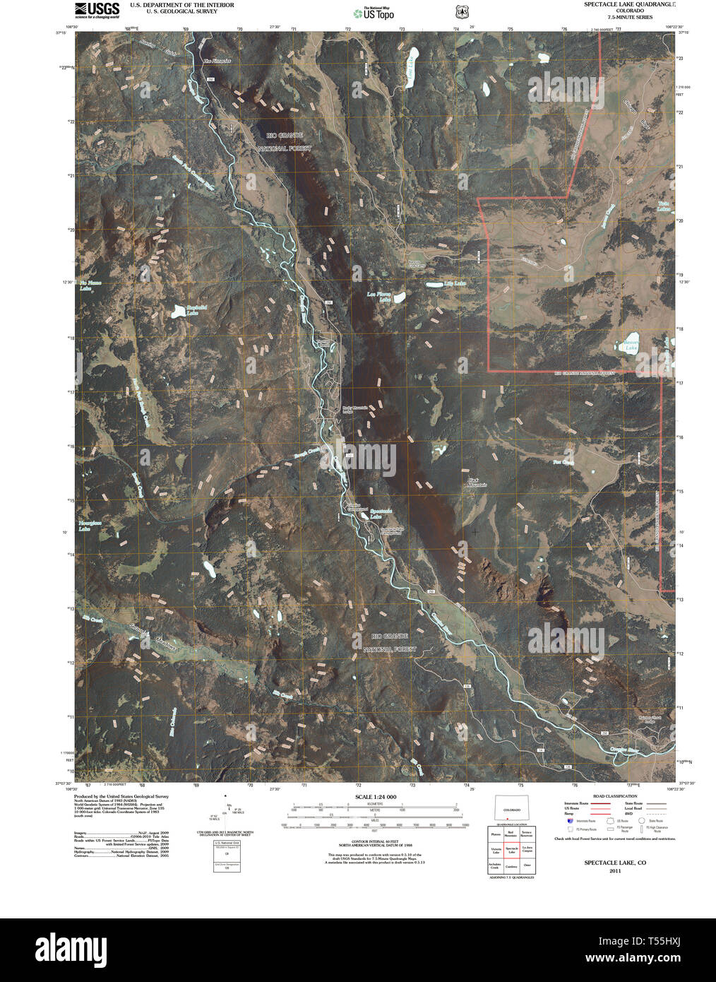 USGS TOPO Map Colorado CO Spectacle Lake 20110120 TM Restoration Stock ...