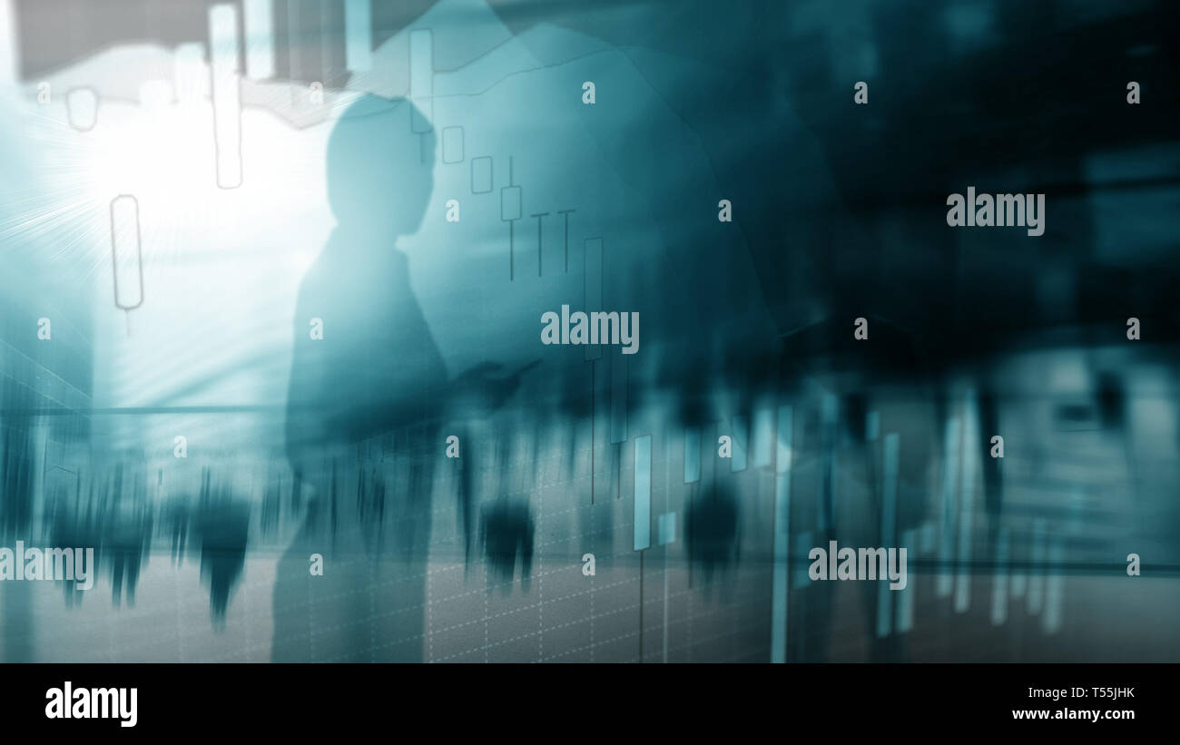 Stock market quotes graph. Double exposure business woman and stock ...