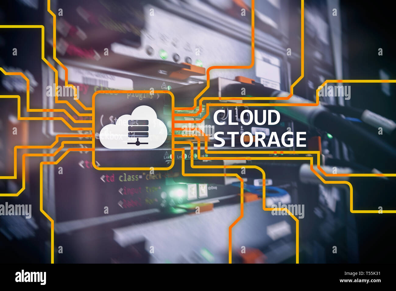 Cloud data storage concept on server room background Stock Photo - Alamy