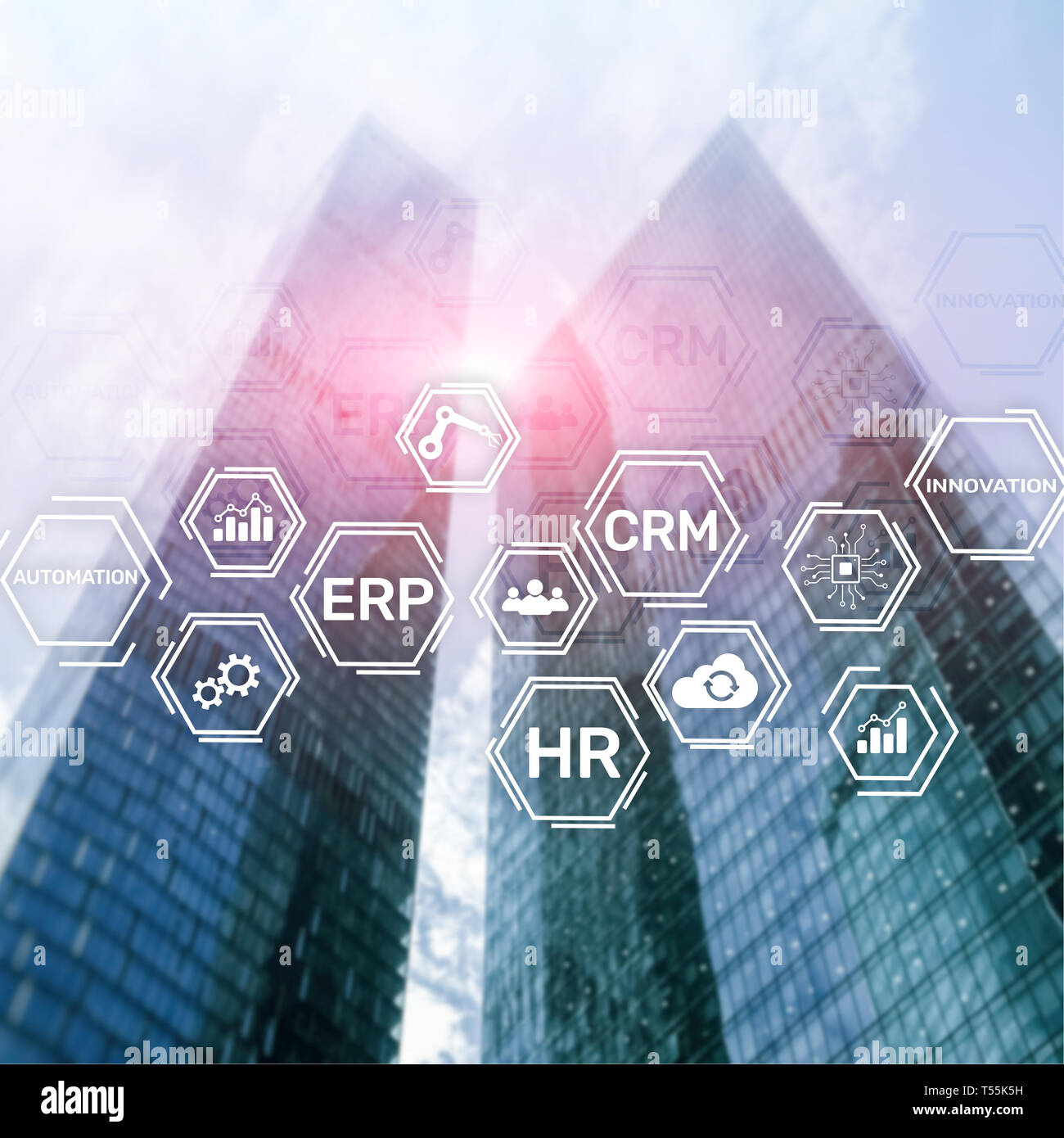 ERP, Business innovation concept on blurred background Stock Photo - Alamy