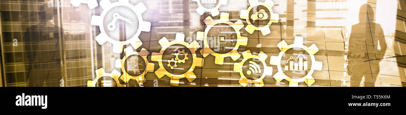 Automation technology and smart industry concept on blurred abstract ...