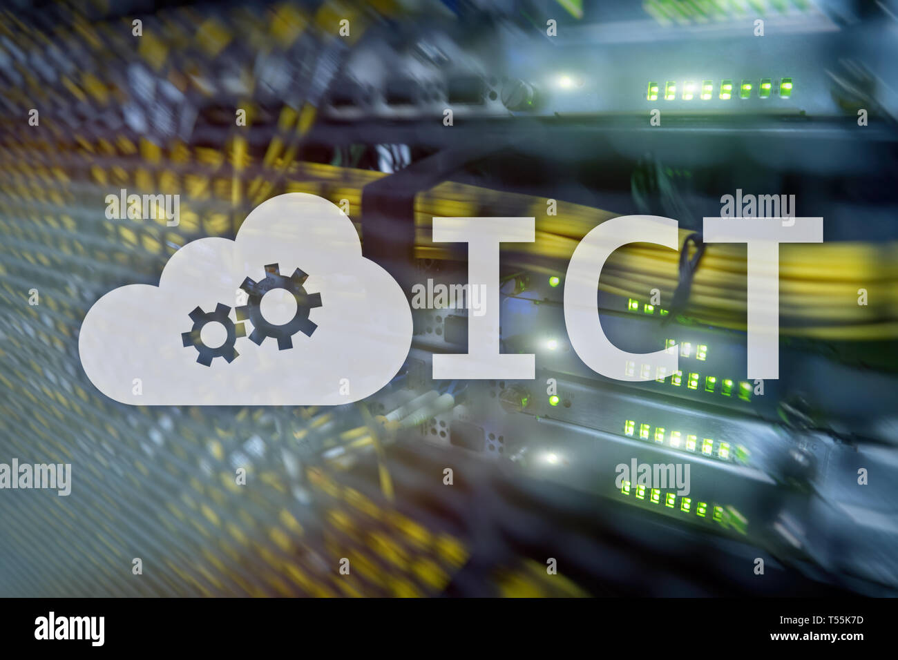 ICT - information and communications technology concept on server room ...