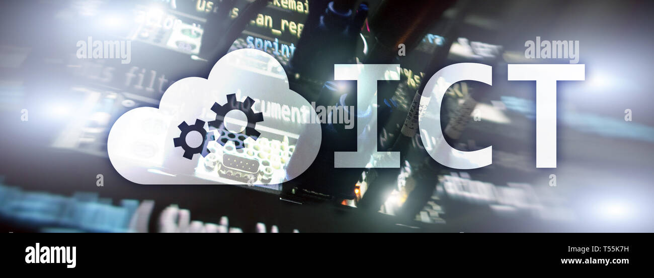 ICT - information and communications technology concept on server room ...