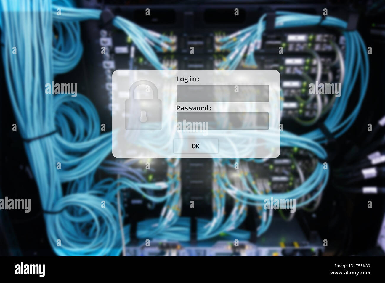Server room, login and password request, data access and security Stock ...