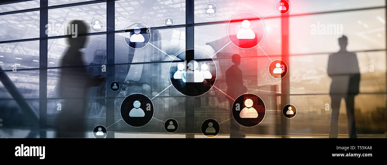 HR - Human resources management concept on blurred business center ...
