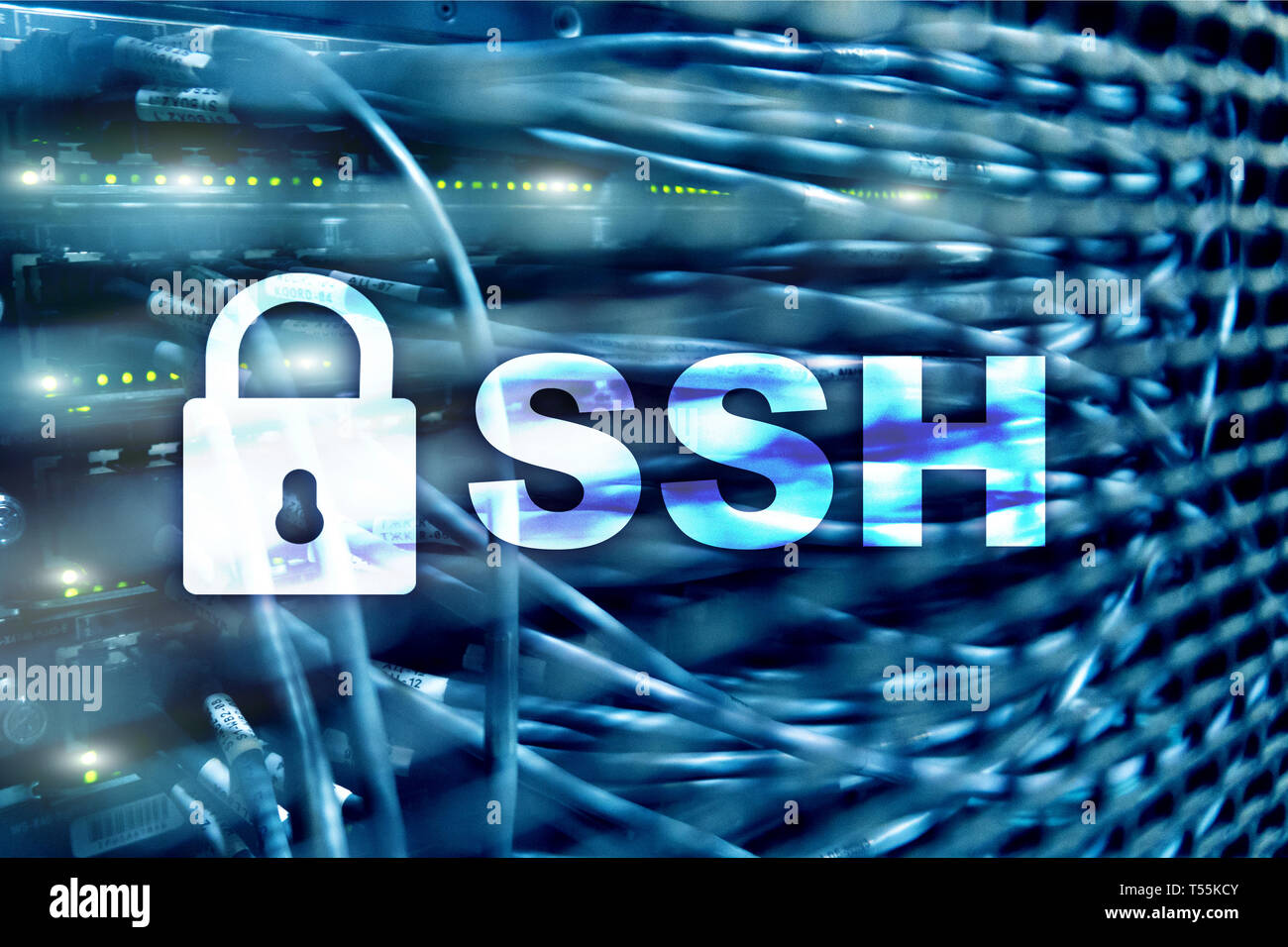 SSH, Secure Shell protocol and software. Data protection, internet and ...