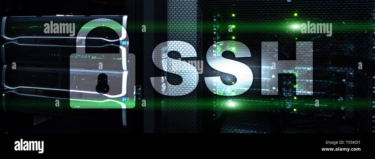 SSH, Secure Shell protocol and software. Data protection, internet and ...