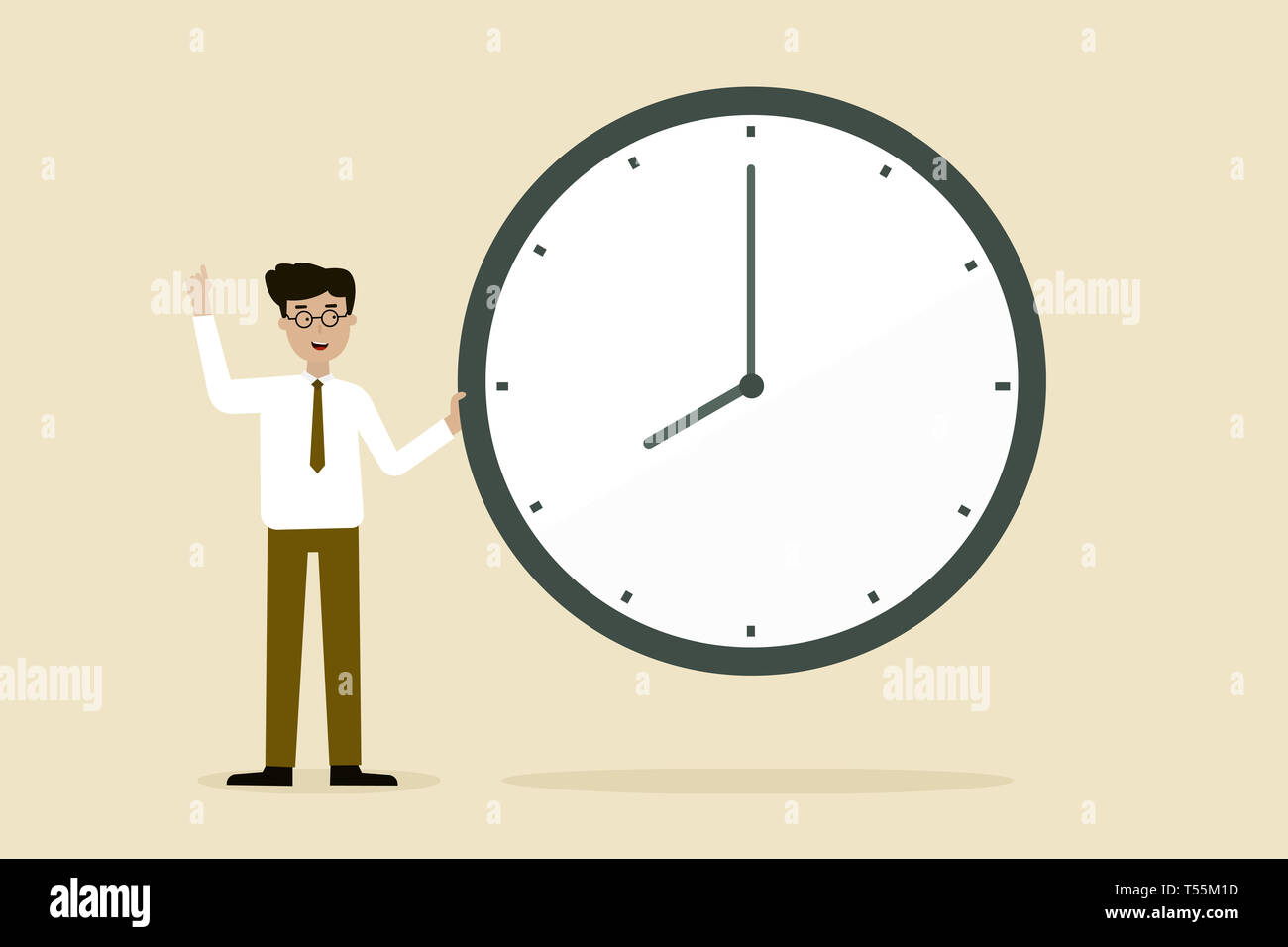 business man with Big Clock, flat animation design Stock Photo - Alamy