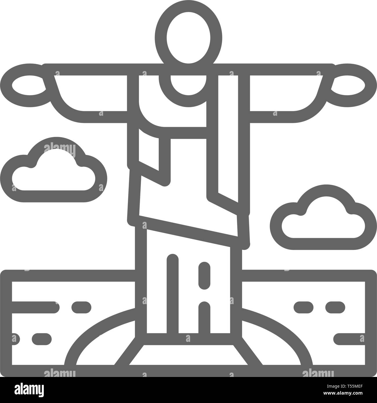 Statue of Christ the Redeemer, Brazil, landmark line icon Stock Vector ...