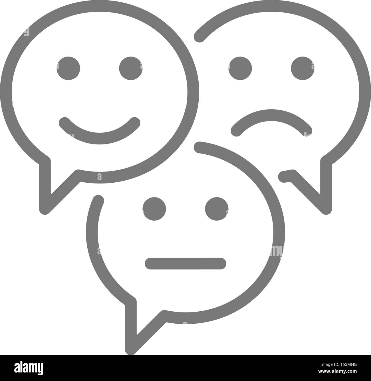 Feedback emoticon chats, positive, negative and neutral speech bubbles ...