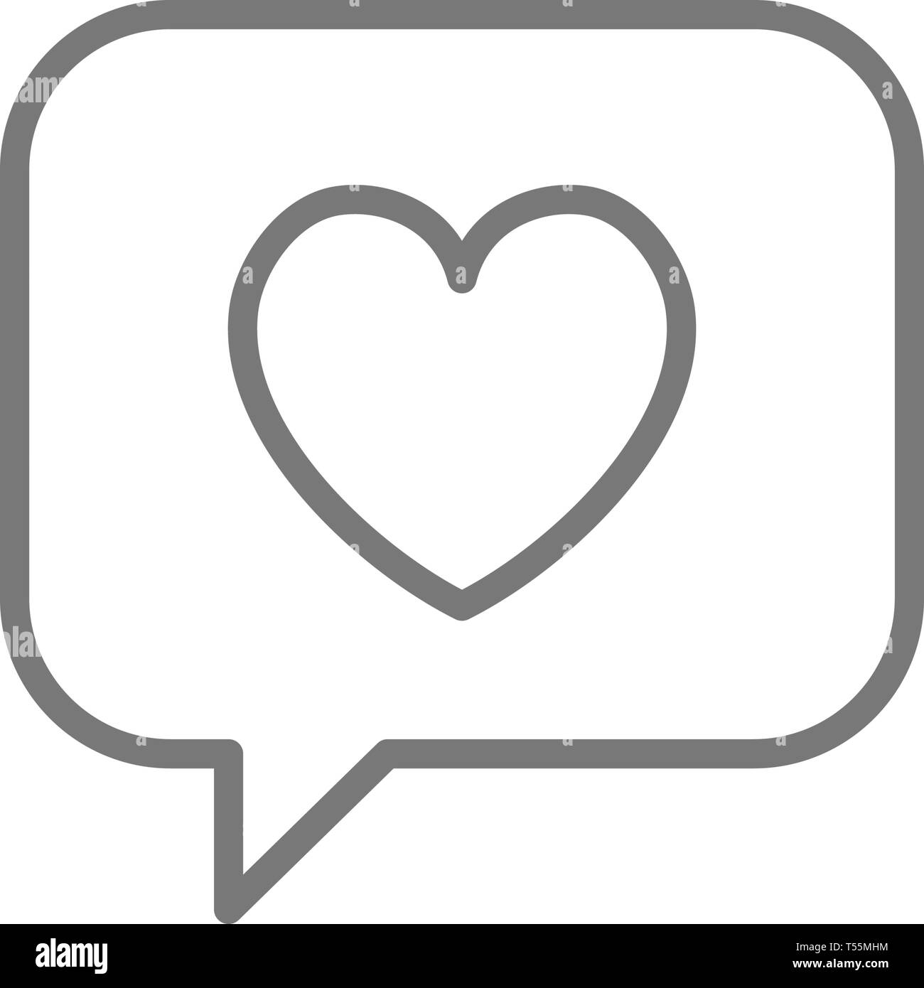 Heart in chat, positive feedback, like line icon Stock Vector Image ...