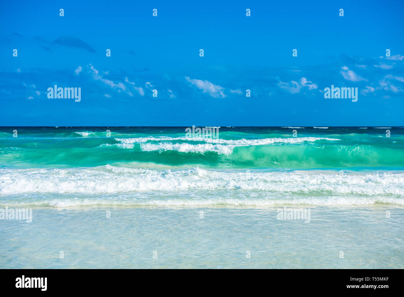 Horizontal background of blue sea and sky Stock Photo - Alamy