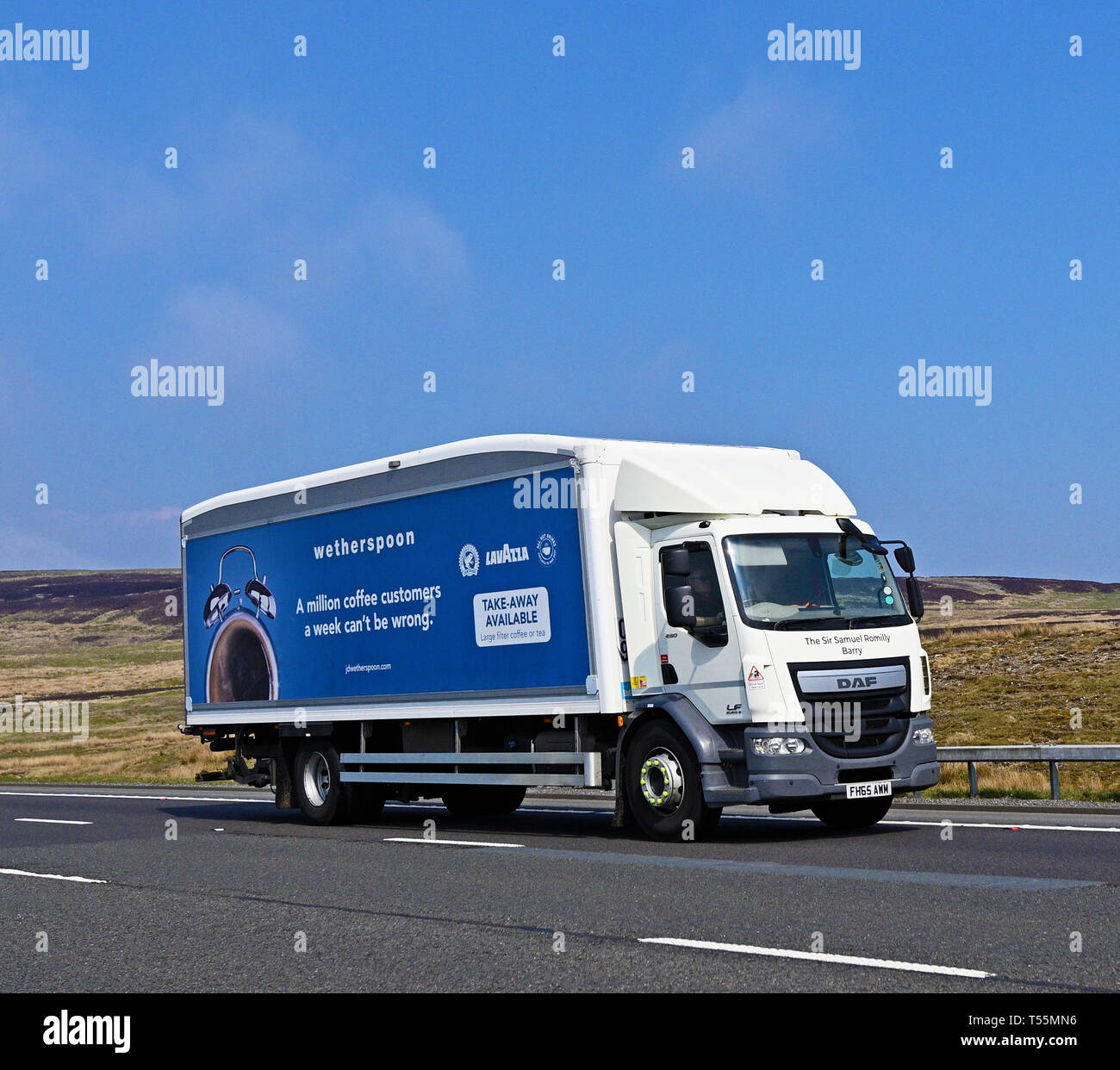Wetherspoon HGV. M6 Motorway, Southbound, Shap, Cumbria, England ...