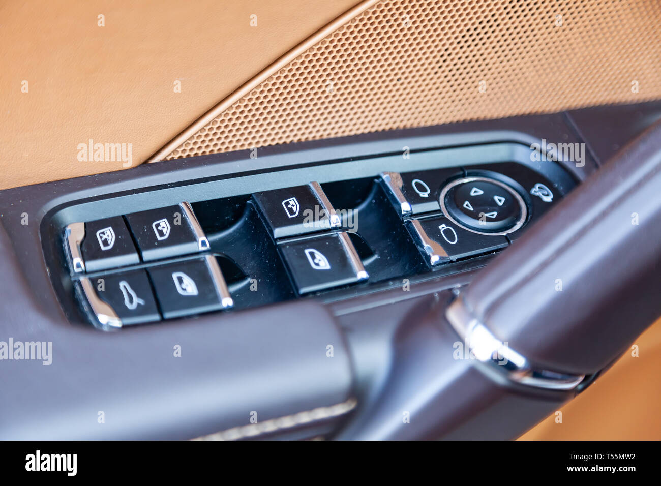 Novosibirsk, Russia - 04.12.2019: The interior of the car Porsche ...