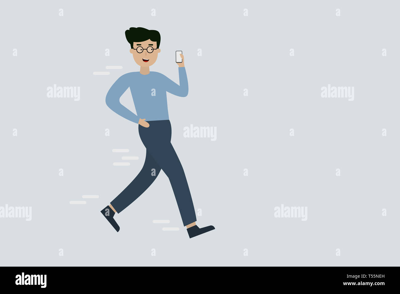 A Man holding mobile phone as walking on the walkway Stock Photo - Alamy