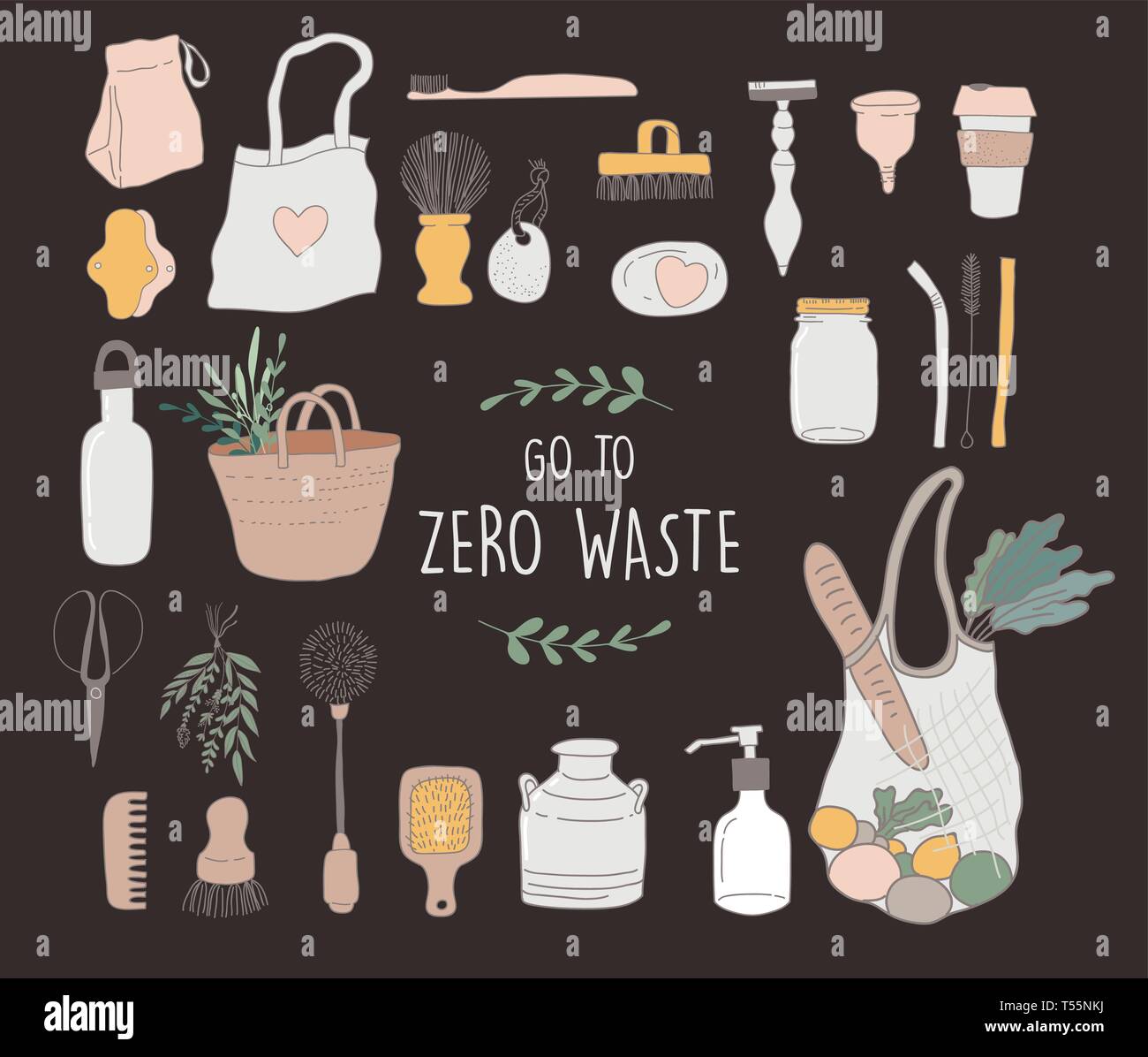 Zero Waste, environmental, go green concept design. Vector illustration ...