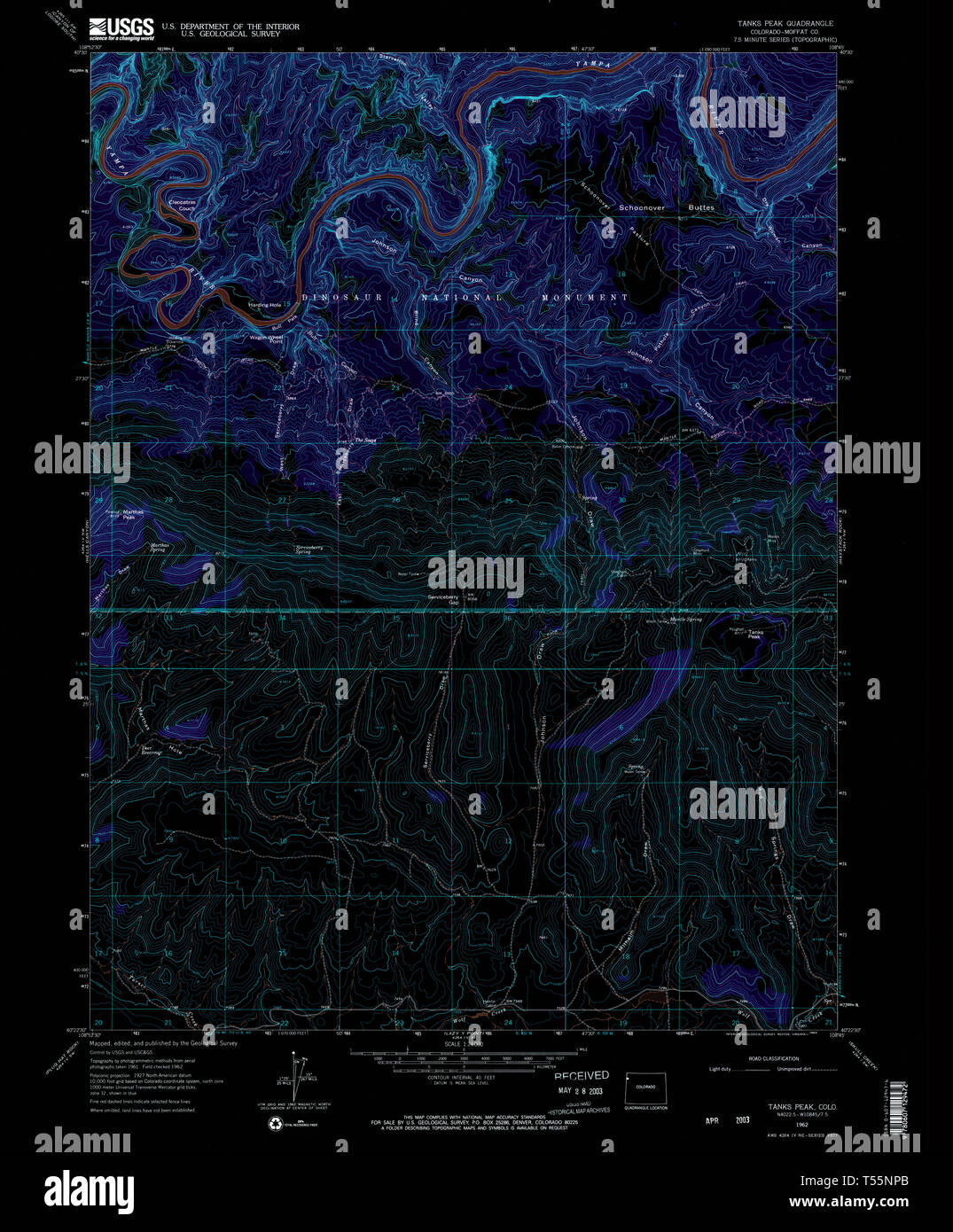 USGS TOPO Map Colorado CO Tanks Peak 234677 1962 24000 Inverted ...