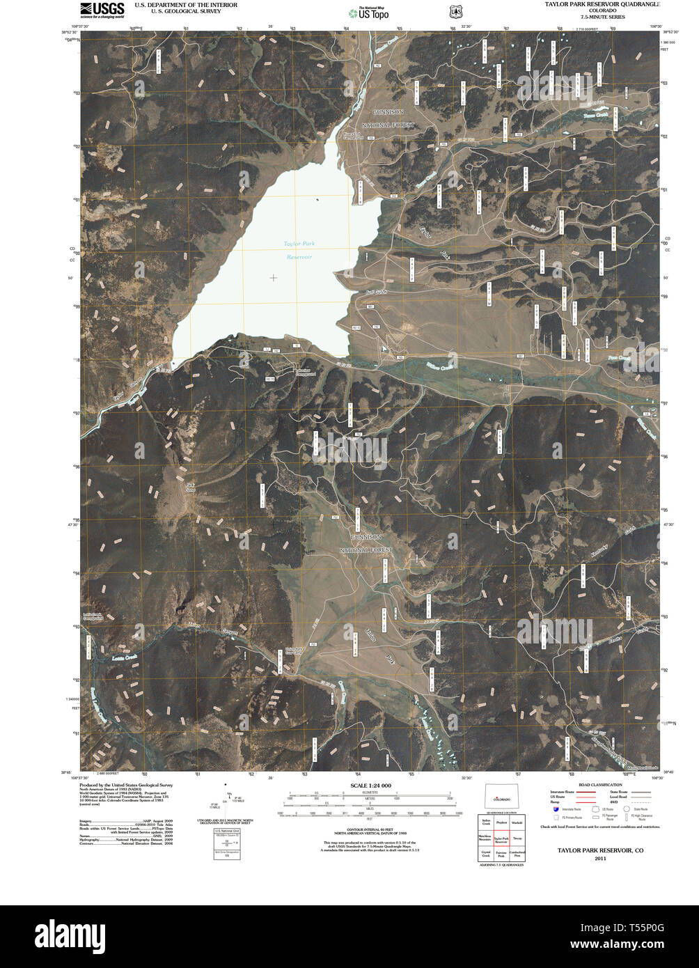 USGS TOPO Map Colorado CO Taylor Park Reservoir 20110112 TM Restoration ...