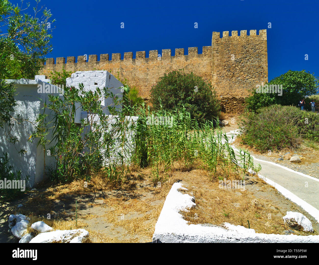 Fragocastelo castle in Crete island, Greece. Bright summer day, clear ...
