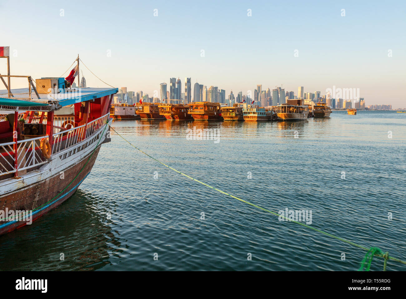 Port by skyline of Doha, Qatar Stock Photo - Alamy