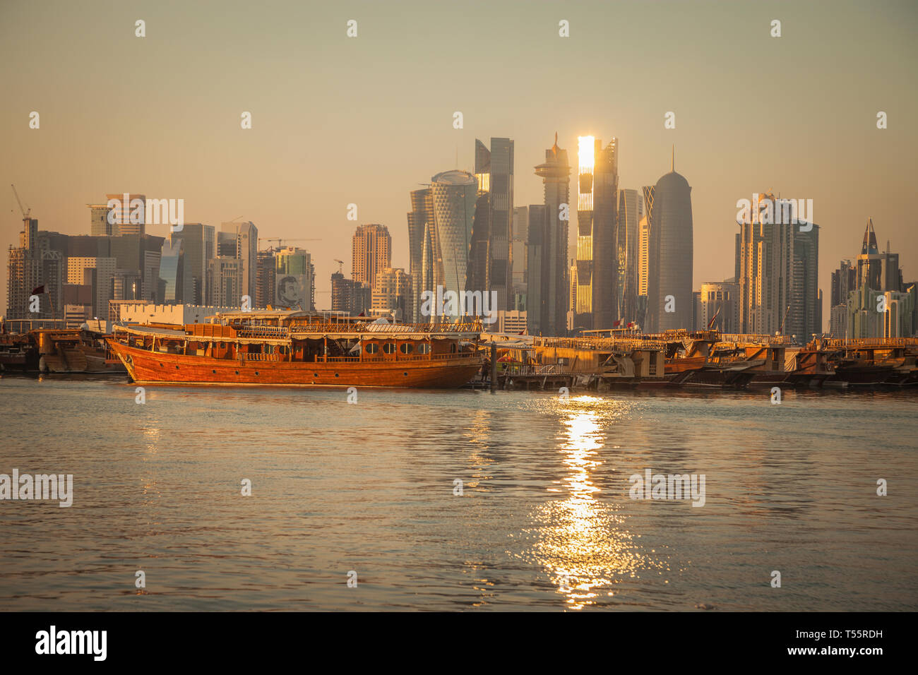 Port by skyline of Doha, Qatar Stock Photo - Alamy