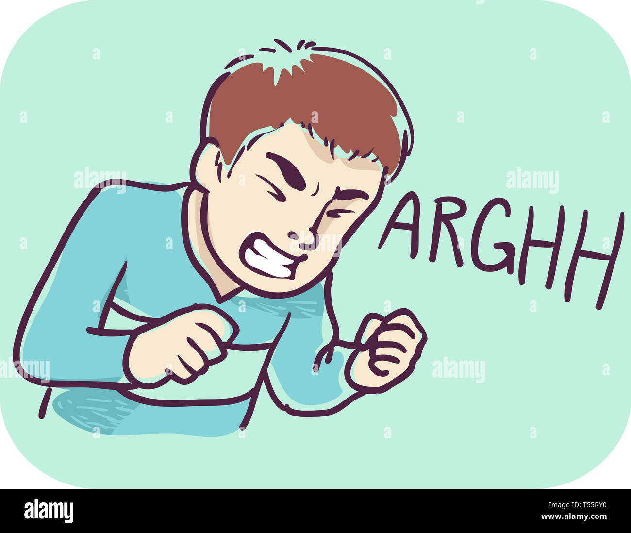 Illustration of a Kid Boy Grunting in Anger Stock Photo - Alamy