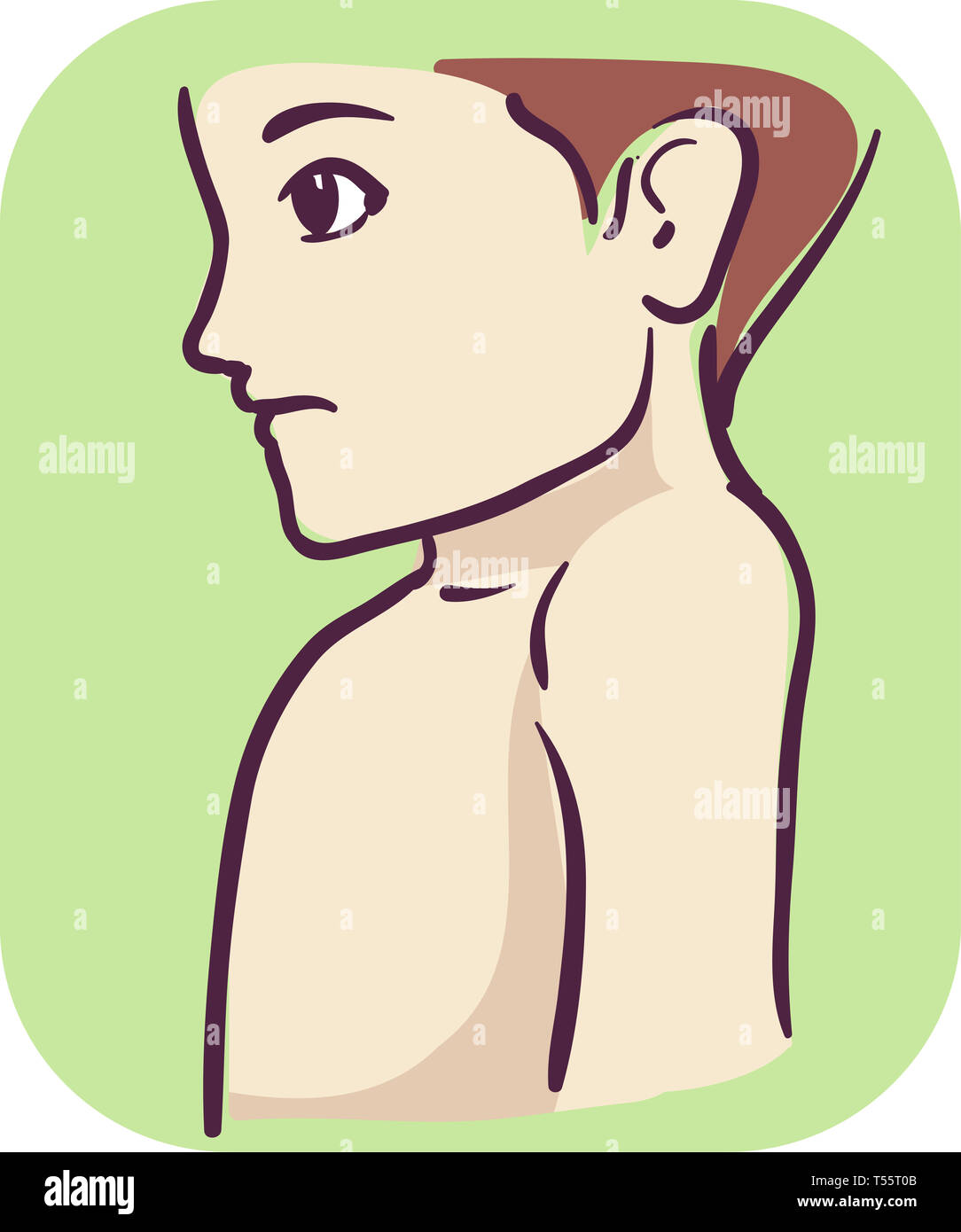 Side View Illustration of a Kid Boy with Short Neck Stock Photo - Alamy