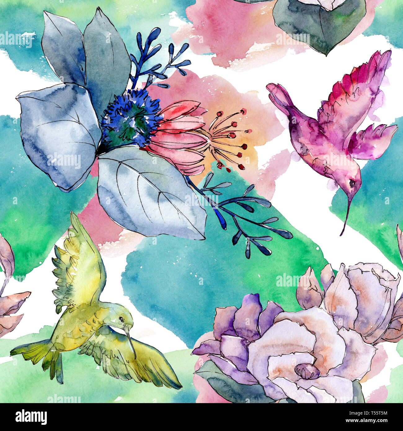 Bouquet floral botanical flowers. Watercolor background illustration ...