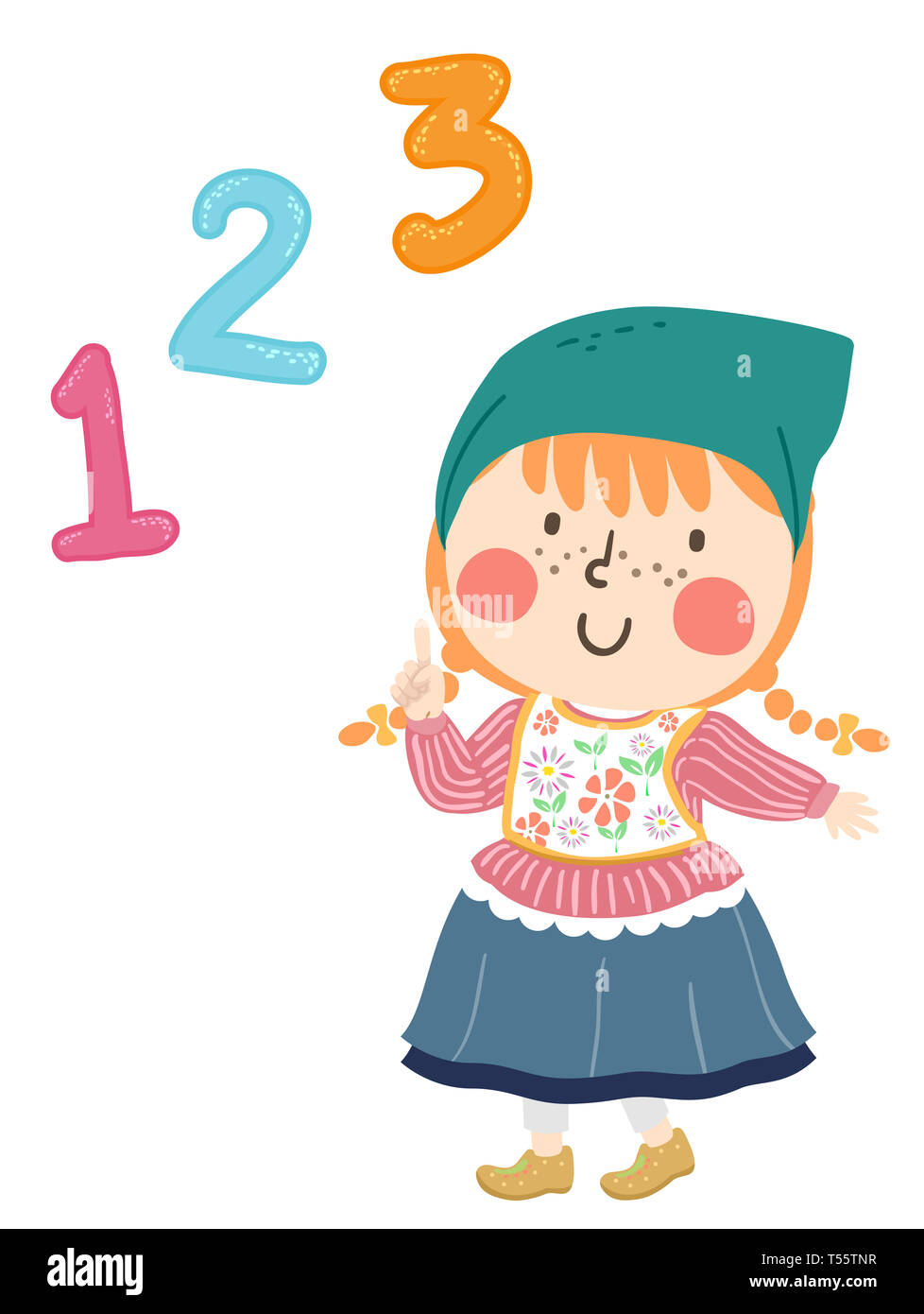 Illustration of a Kid Girl Wearing Dutch Costume Pointing to Numbers ...