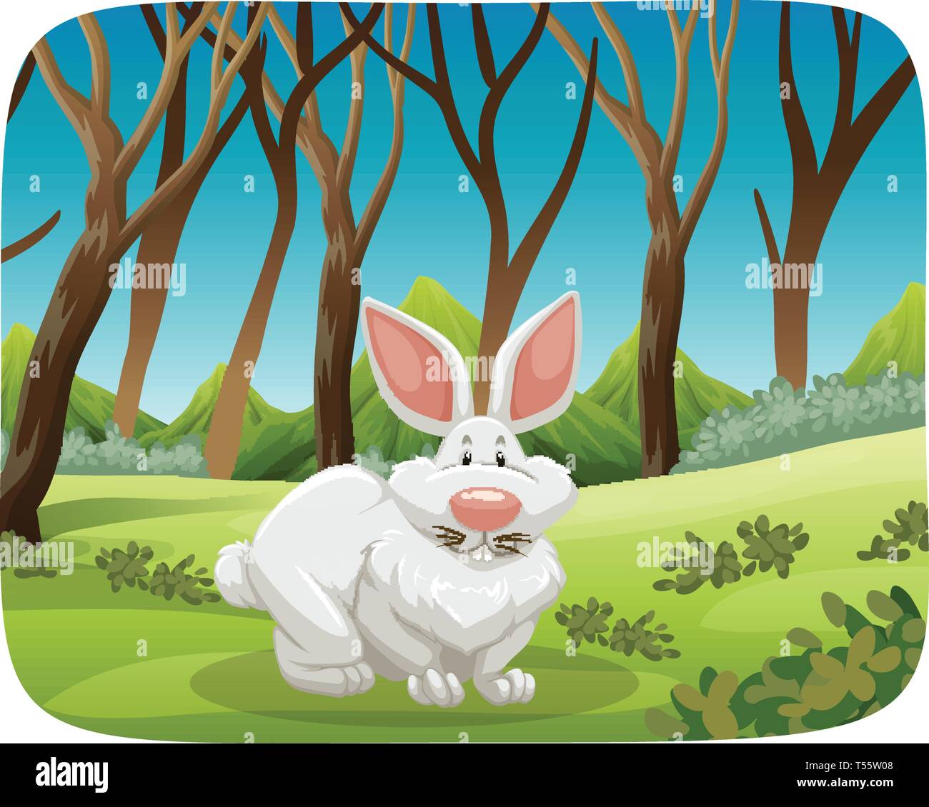 White rabbit in nature scene illustration Stock Vector Image & Art - Alamy