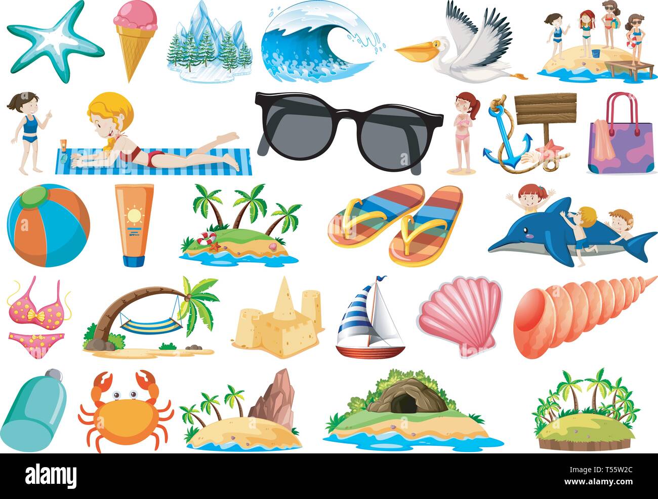 Set of beach element illustration Stock Vector Image & Art - Alamy