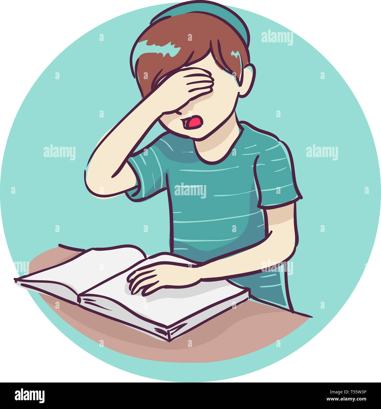 Illustration of a Kid Boy Wearing Kippah and Saying the Shema Stock ...