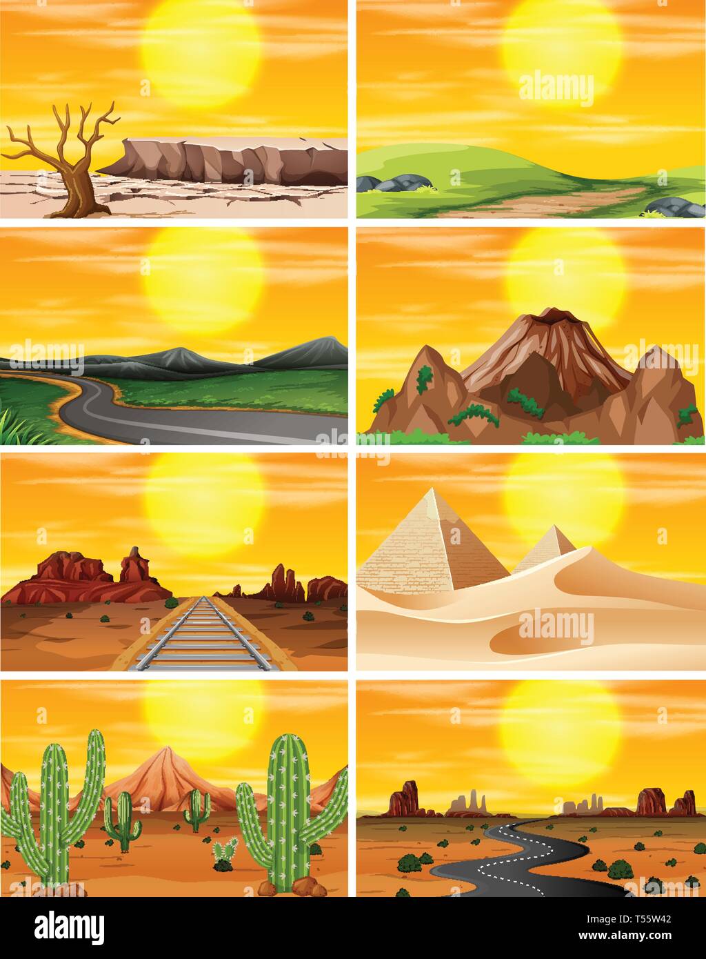 Picture tree branch sunset Stock Vector Images - Alamy