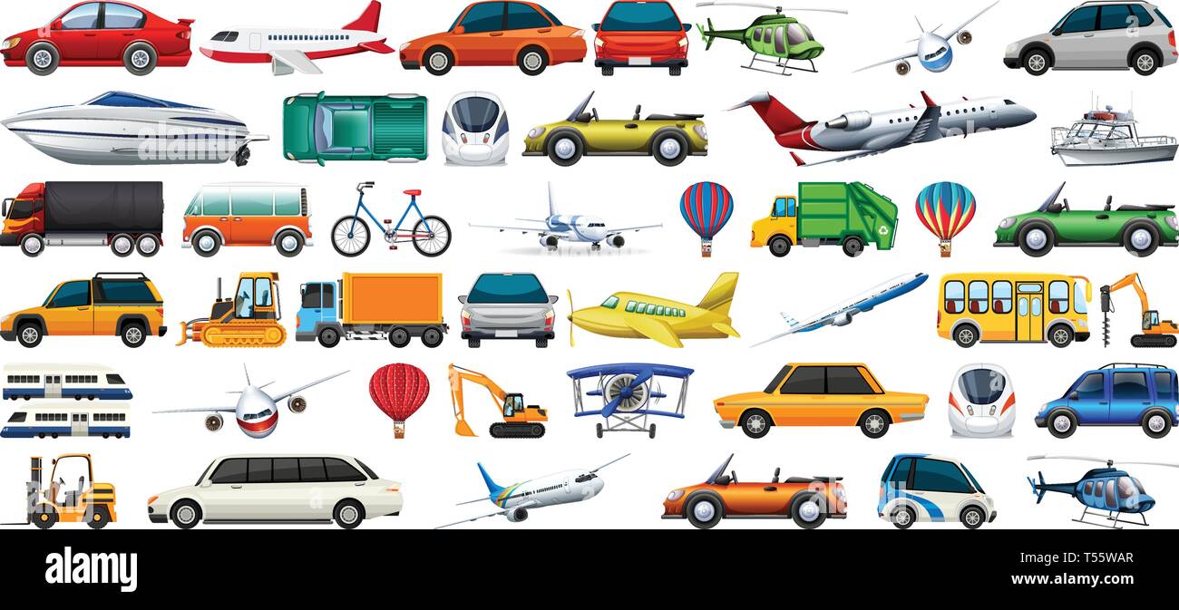 Set of transport vechicles illustration Stock Vector Image & Art - Alamy