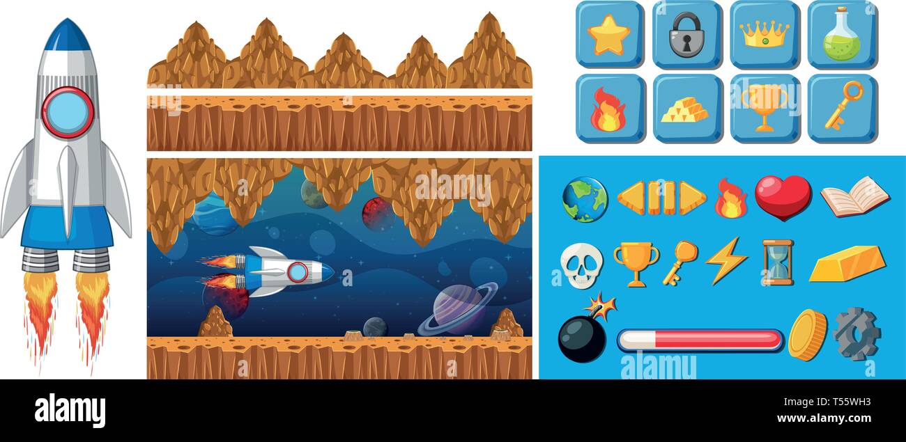 Space galaxy game template illustration Stock Vector Image & Art - Alamy