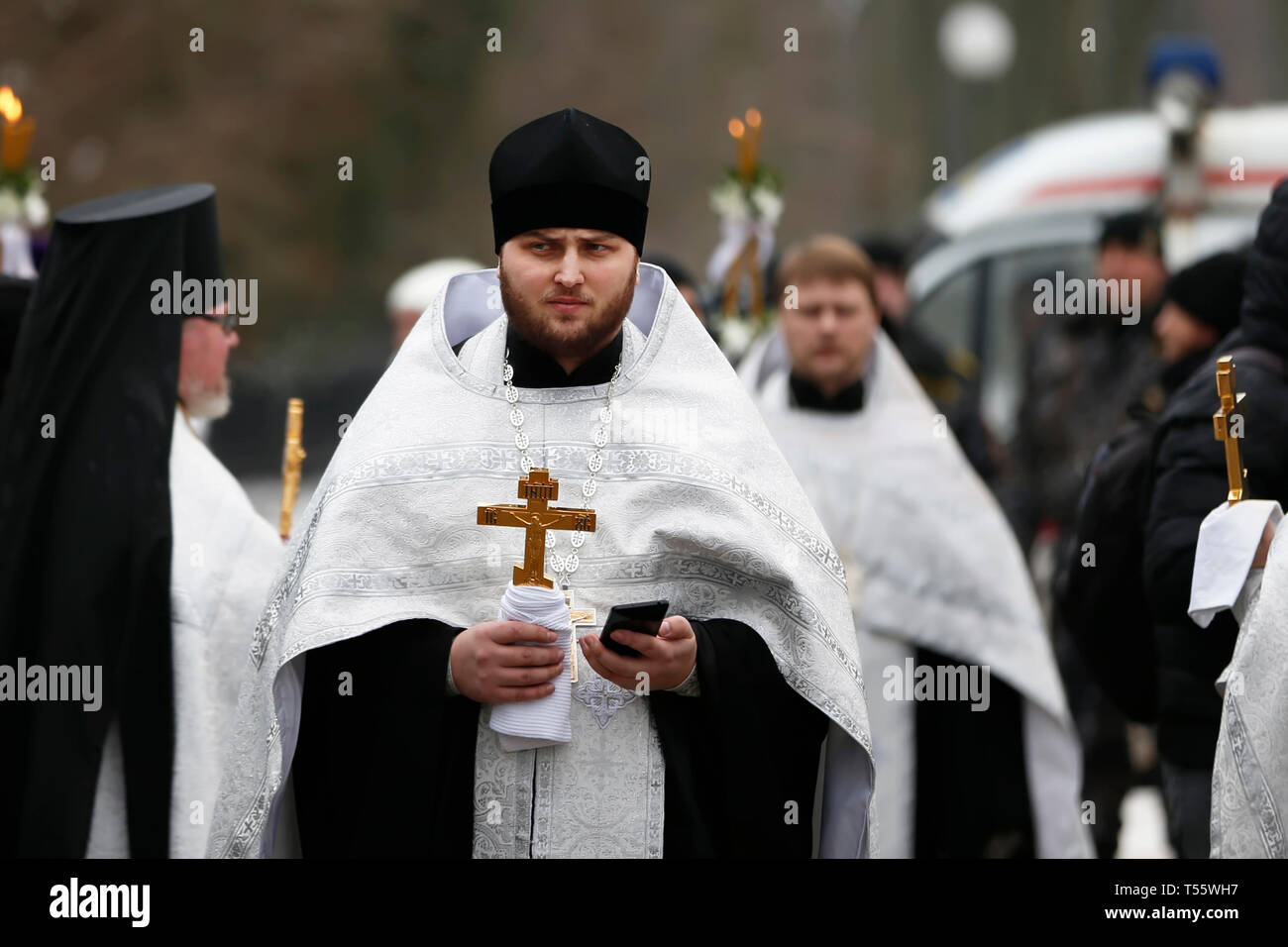 Belarus, Gomel, January 19, 2017. Feast of the baptism of Jesus. Modern ...