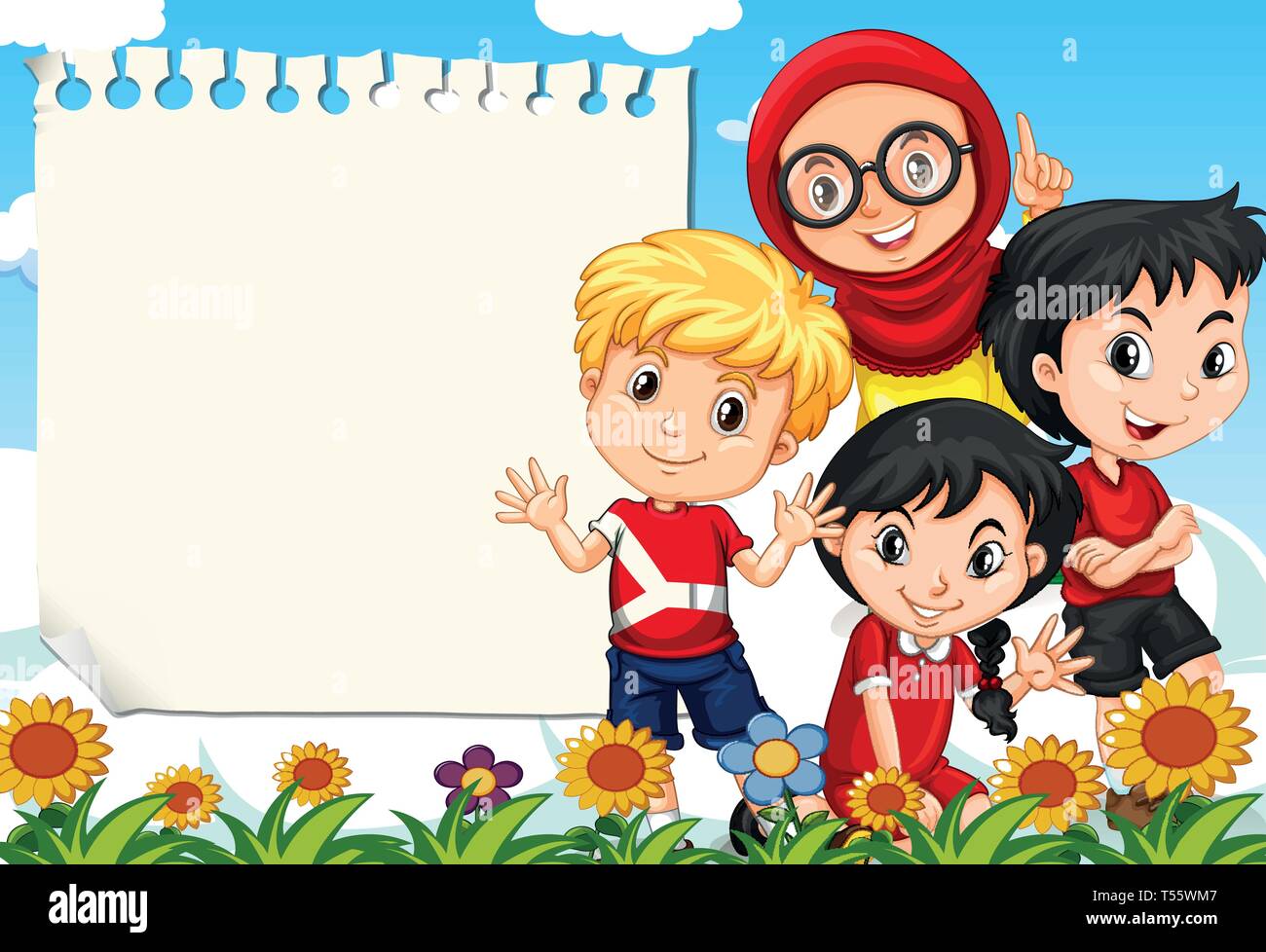 Kids on note template illustration Stock Vector Image & Art - Alamy