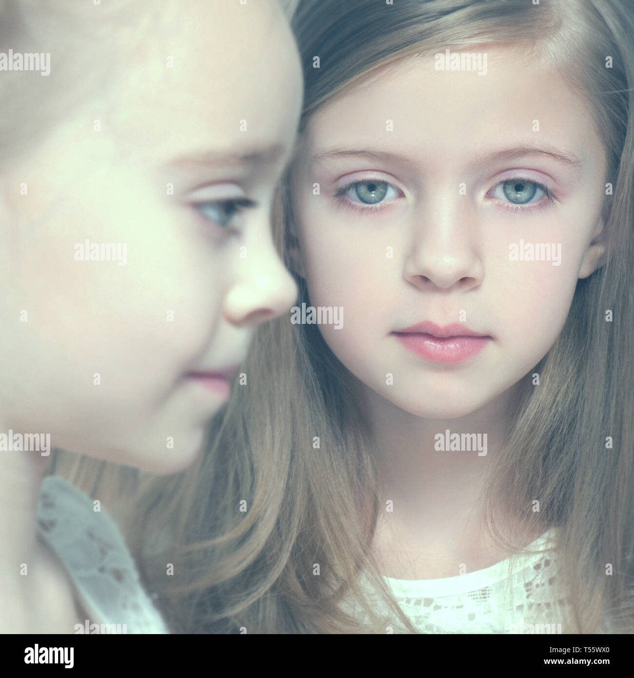 Portrait of two sisters Stock Photo - Alamy