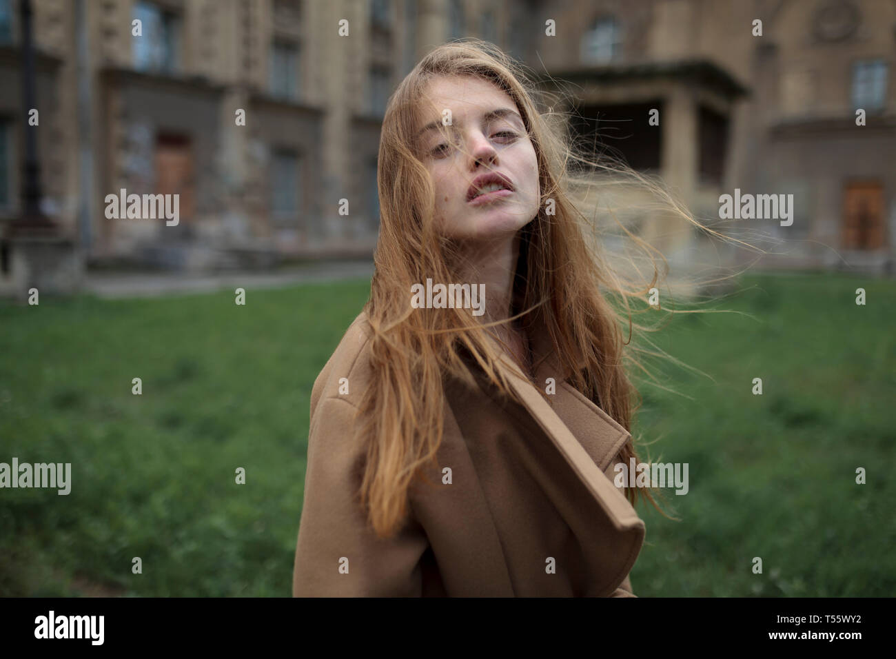 Windswept person hi-res stock photography and images - Alamy