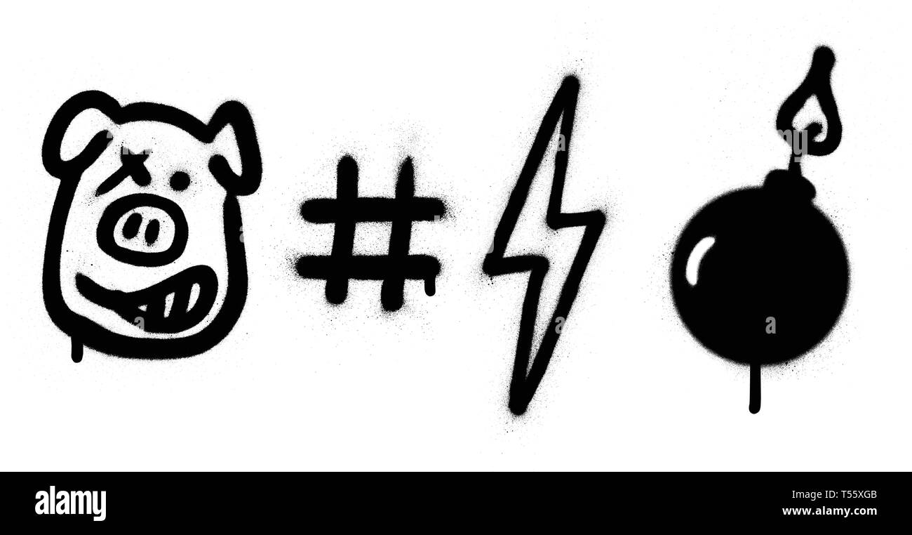 graffiti curse symbols sprayed in black over white Stock Vector Image ...