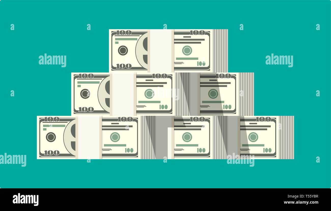 Stack of dollar banknotes. Concept of savings, donation, paying. Symbol ...