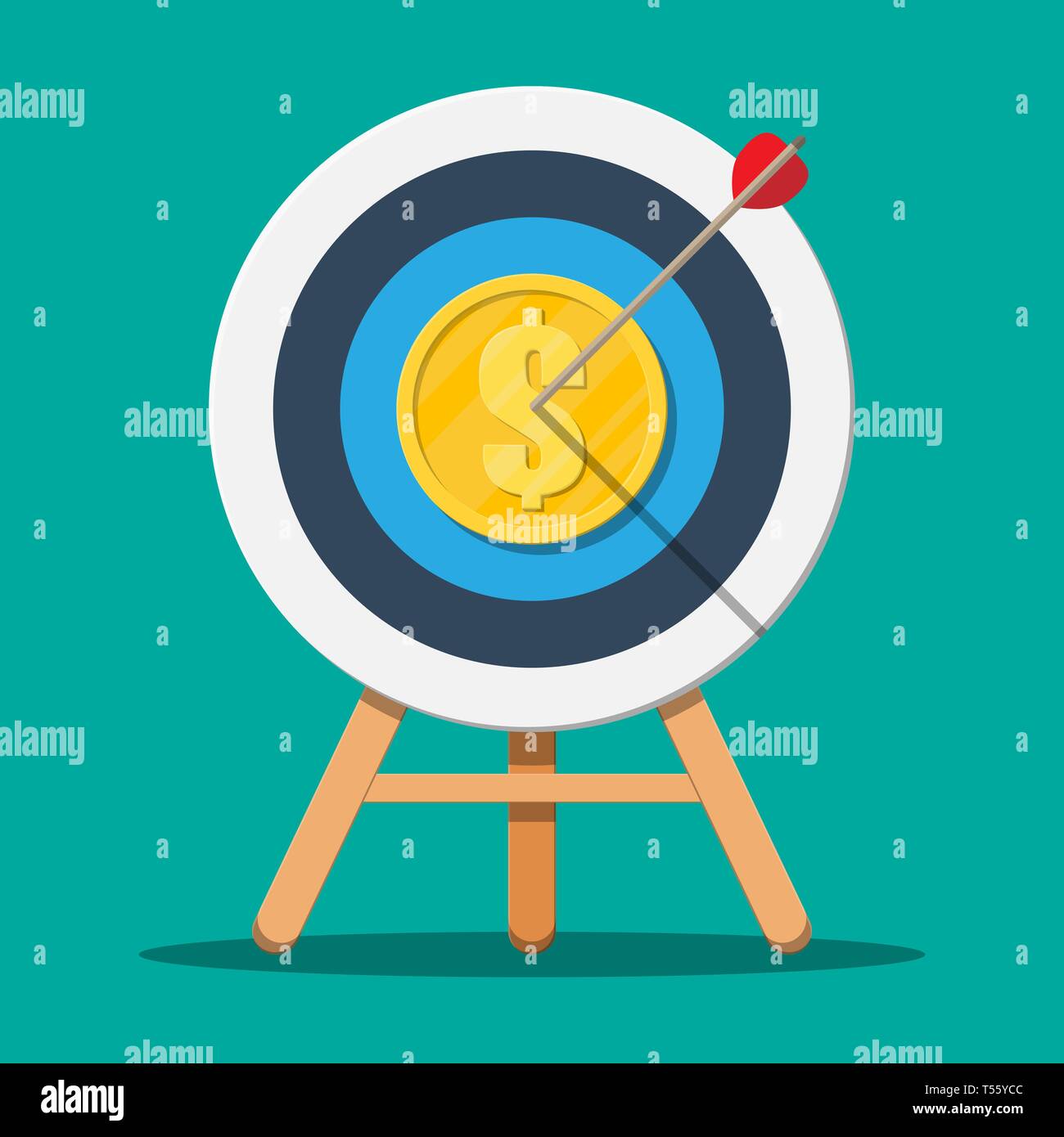 Target with arrow and gold coin. Goal setting. Smart goal. Business ...