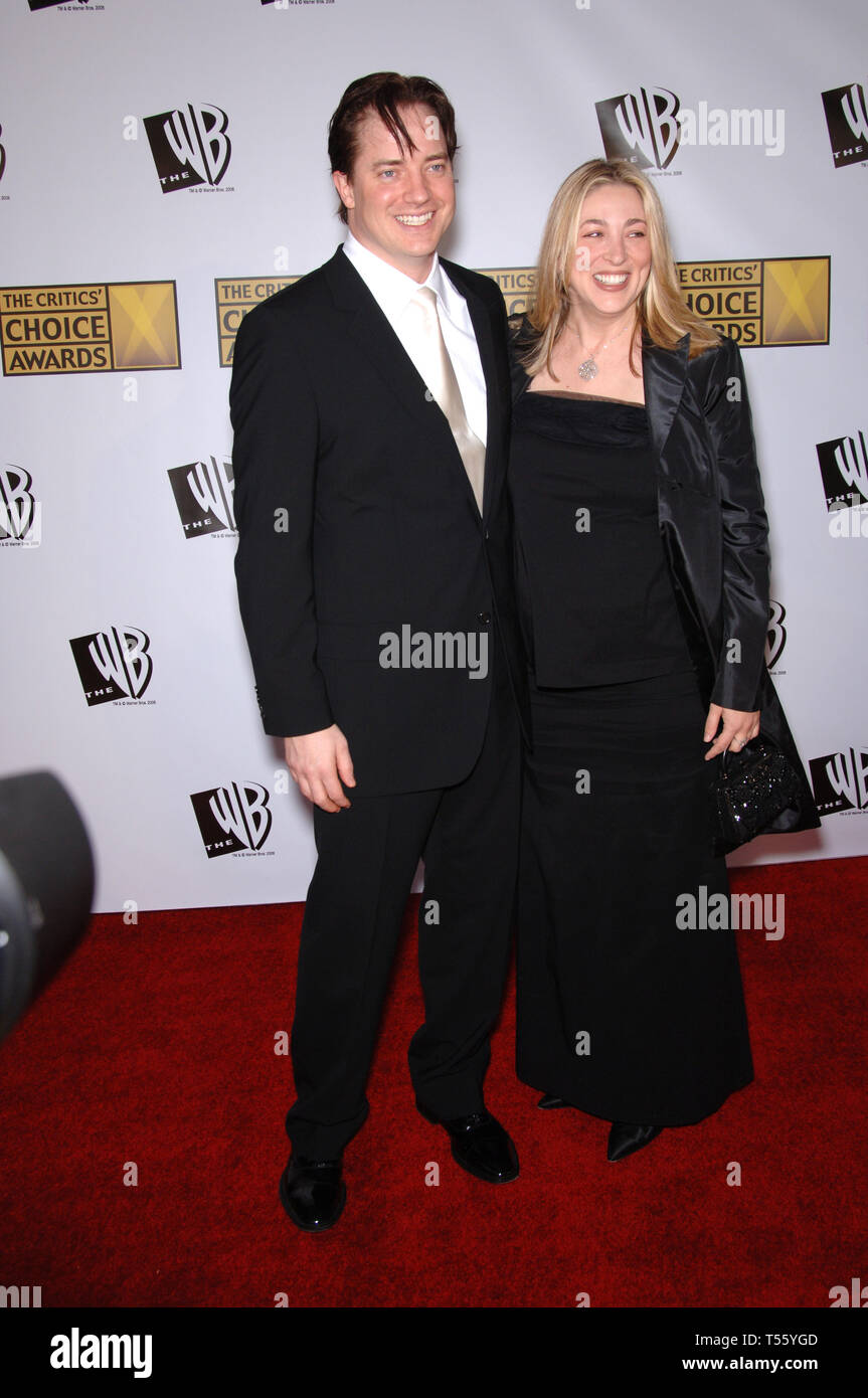 LOS ANGELES, CA. January 09, 2006: Actor BRENDAN FRASER & wife AFTON ...