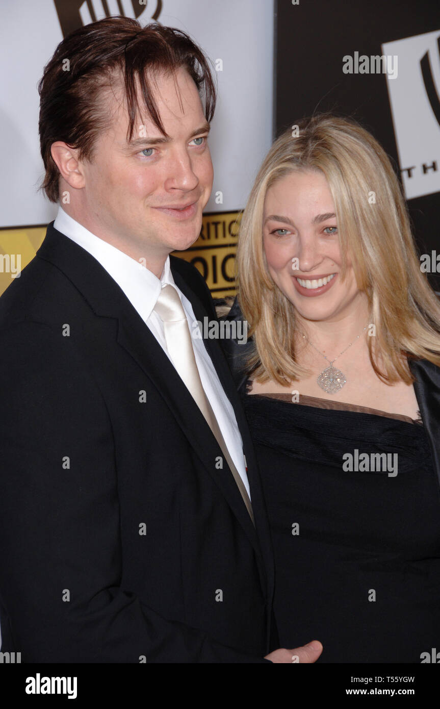 LOS ANGELES, CA. January 09, 2006: Actor BRENDAN FRASER & wife AFTON ...
