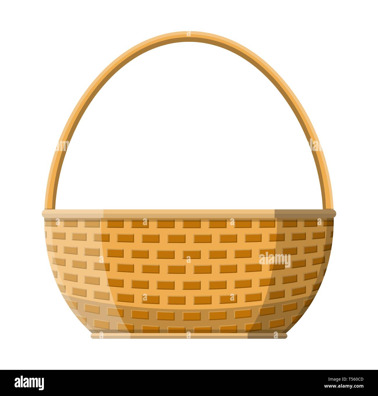 Wicker basket icon, empty wicker for food and picnic. Vector ...
